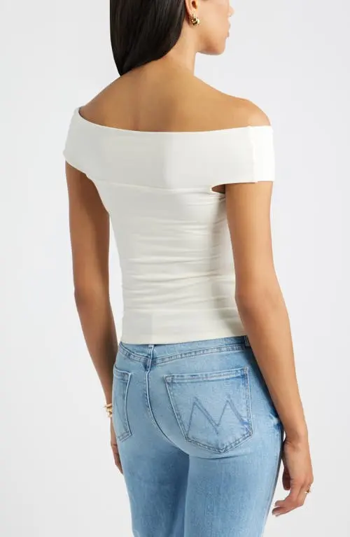 Open Edit Twist Front Off-The-Shoulder Top In White Whisper - 55
